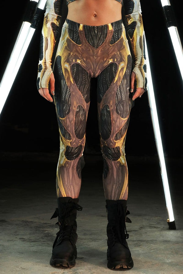Sexy Gold Cyborg Cyberpunk Outfit for Rave Girls | Devil Walking