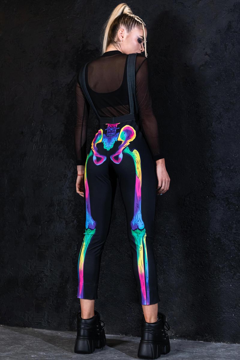 Jolly Skeleton Overalls - Cute Adult Halloween Outfit | Devil Walking