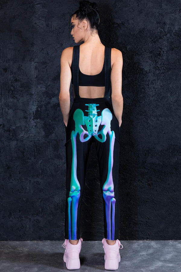 Mint Skeleton Halloween Overalls for Women | Devil Walking