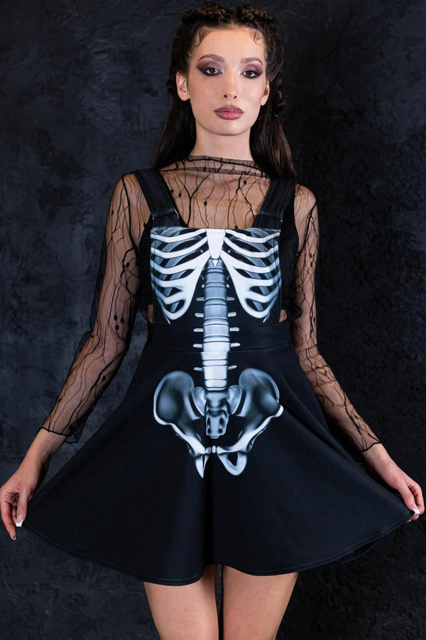 Rattling Bones Pinafore Gothic Dress with Skeleton | Devil Walking