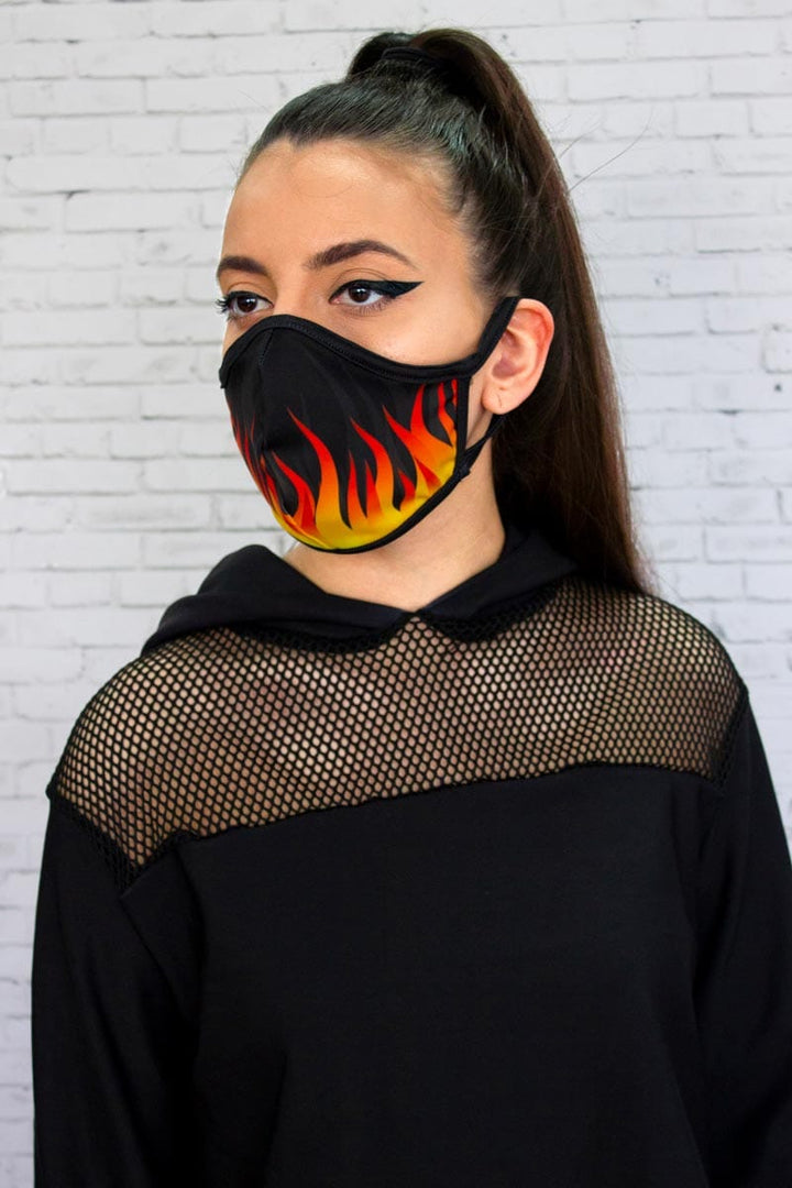 Flame Reusable Face Mask with Fire | Devil Walking