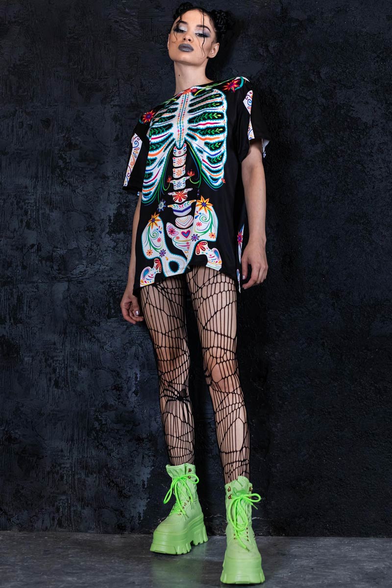 Sugar Skeleton Oversized Tee Dress for Day of the Dead | Devil Walking